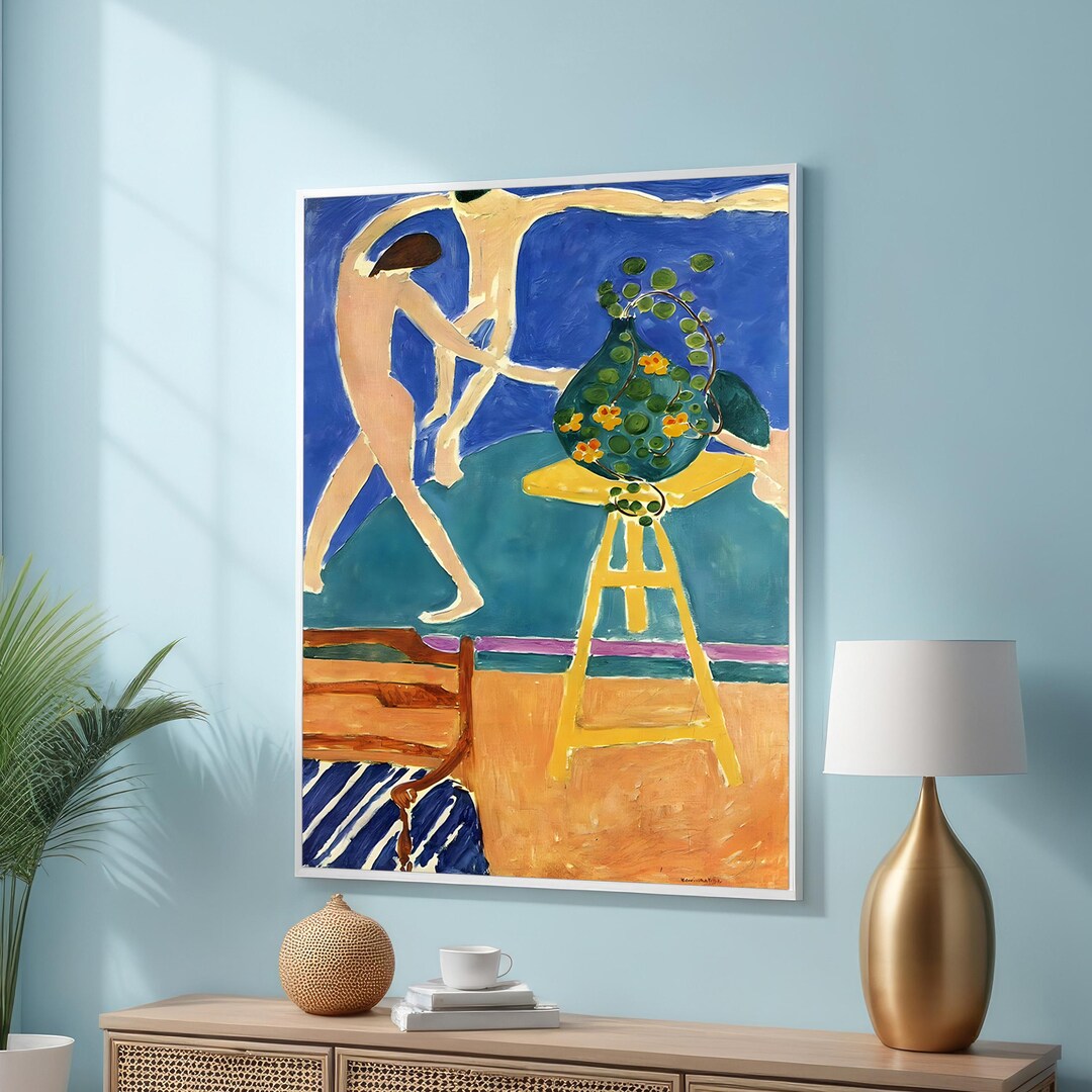 Abstract Modern Dance Scene Figures and Floral Vase Canvas – Henri ...