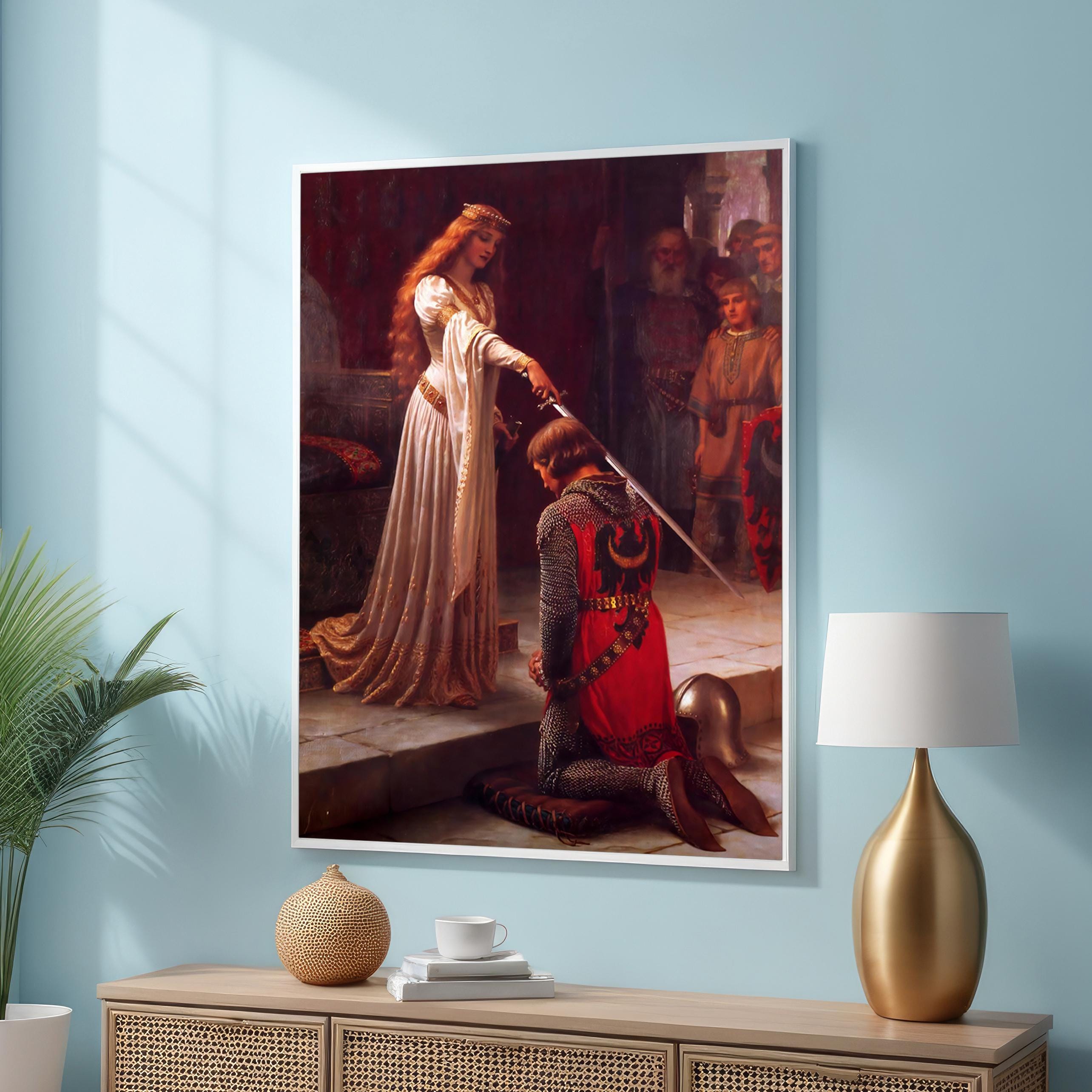 The Accolade by Edmund Blair Leighton Canvas Art – Knighting Ceremony ...