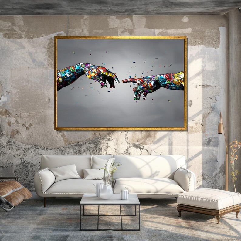 Modern Creation of Adam Graffiti Canvas Print – Colorful Pop Art ...