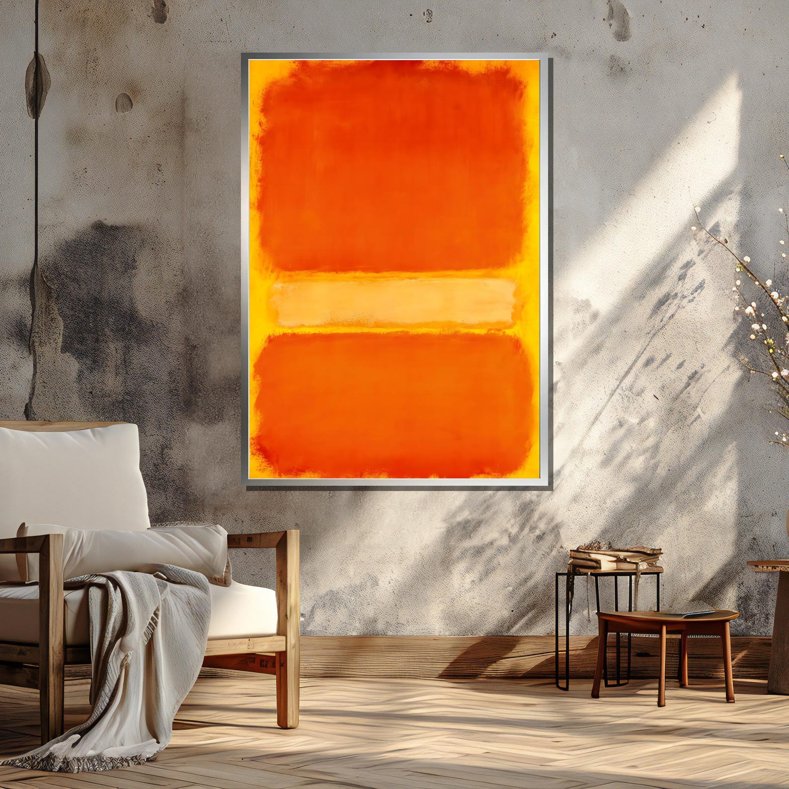 Vibrant Orange and Yellow Mark Rothko Canvas Wall Art - Warm Color ...