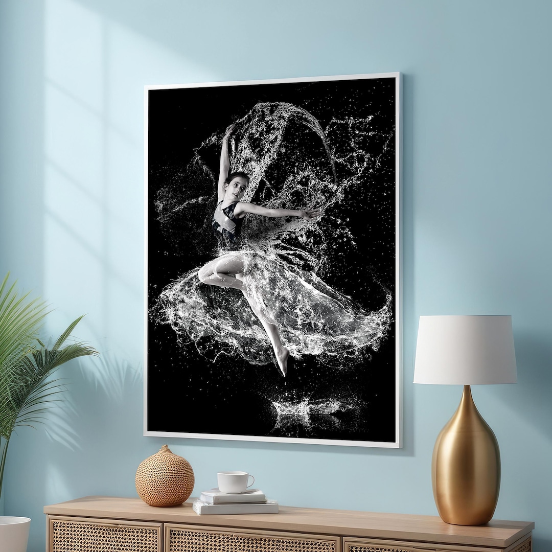Surreal Water Ballerina Art - Fluid Motion Dance Canvas - Dynamic Black ...