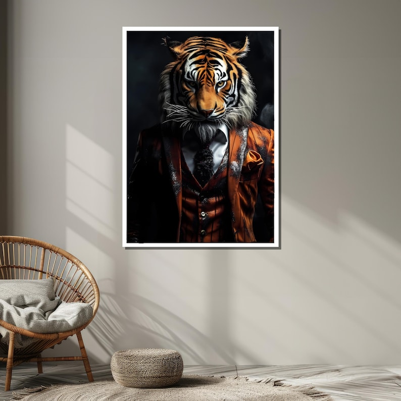 Tiger Canvas Wall Art - Modern Surrealism Animal Print - Powerful and ...
