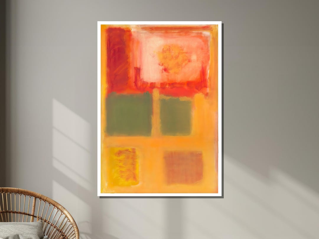 Mark Rothko Canvas Wall Art - Blocky Warm-toned Minimalist Painting ...
