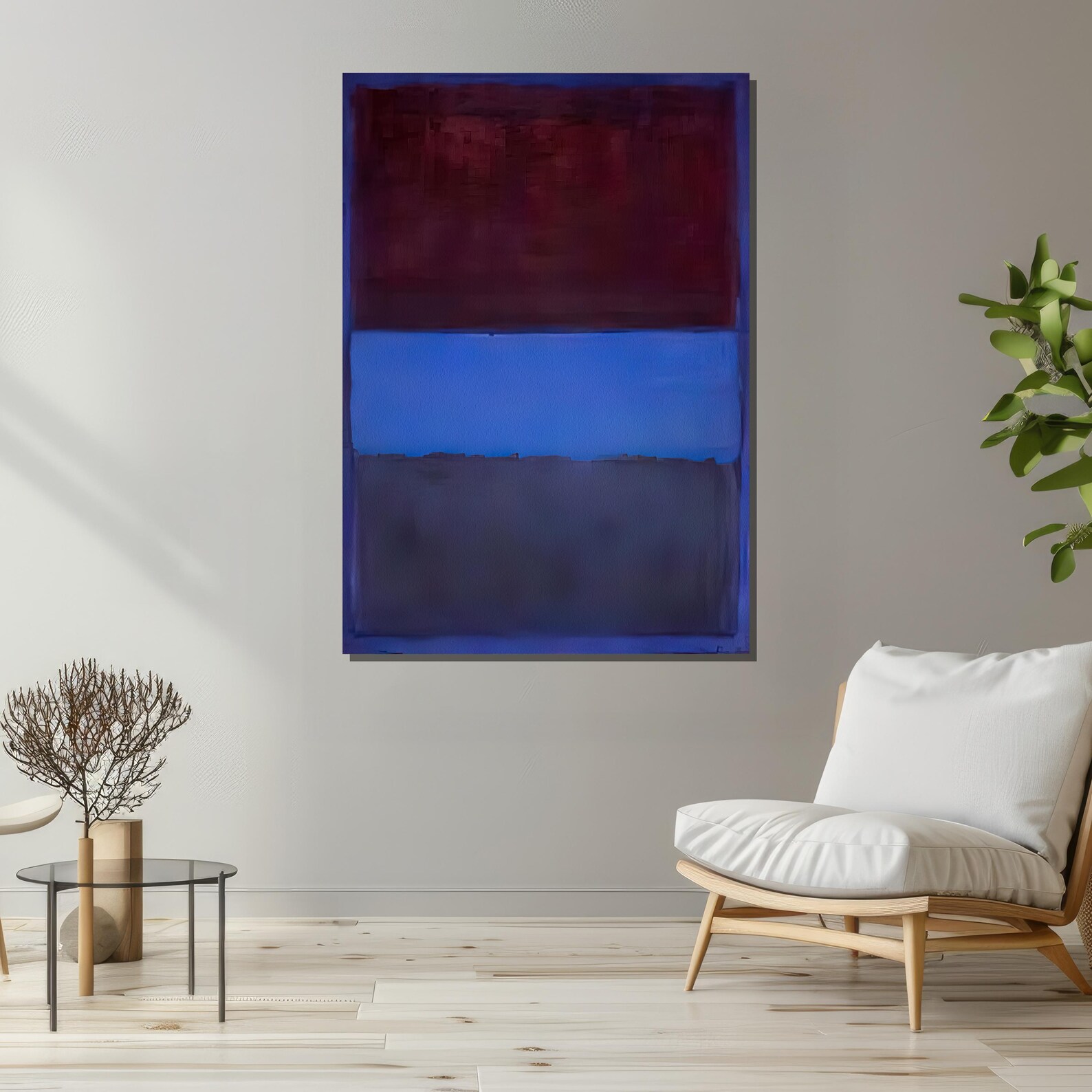Deep Maroon and Blue Mark Rothko Canvas Wall Art - Moody Color Block ...