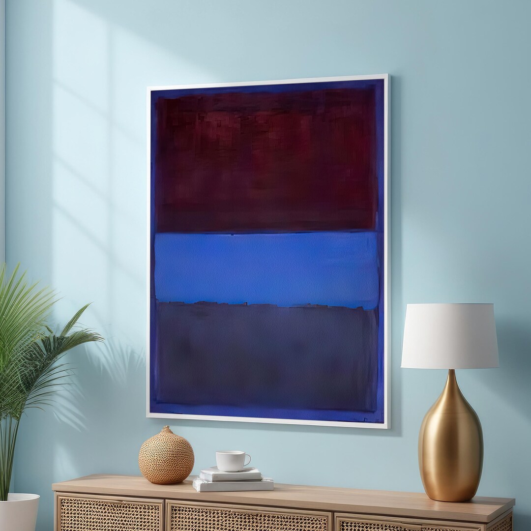Deep Maroon and Blue Mark Rothko Canvas Wall Art - Moody Color Block ...