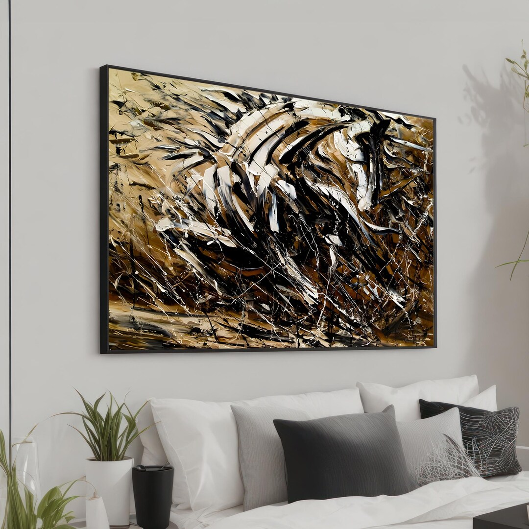 Abstract Expressionist Horse Canvas Art - Dynamic Monochrome ...
