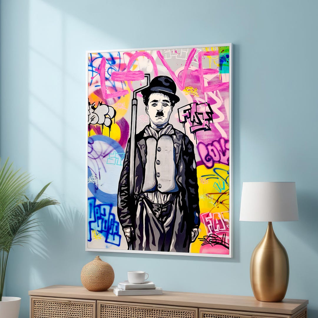 Charlie Chaplin Street Art Graffiti Canvas - Pop Culture Meets Urban ...
