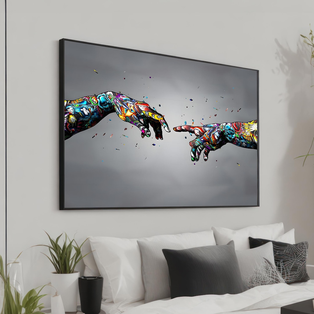 Modern Creation of Adam Graffiti Canvas Print – Colorful Pop Art ...