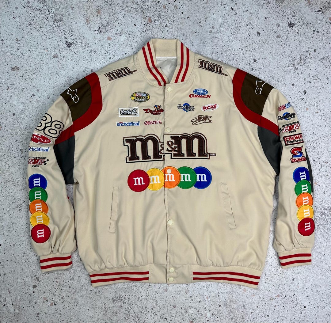 M&m's Racing Jacket Nascar Y2K F1 Moto Bomber Men White L - Etsy