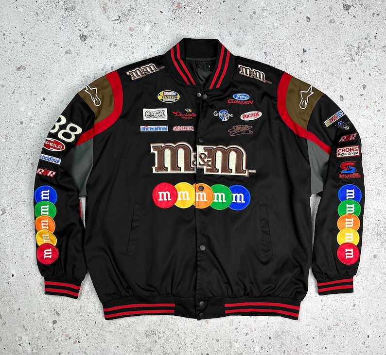 M&m's Racing Jacket Nascar Y2K F1 Moto Bomber Men Black L - Etsy