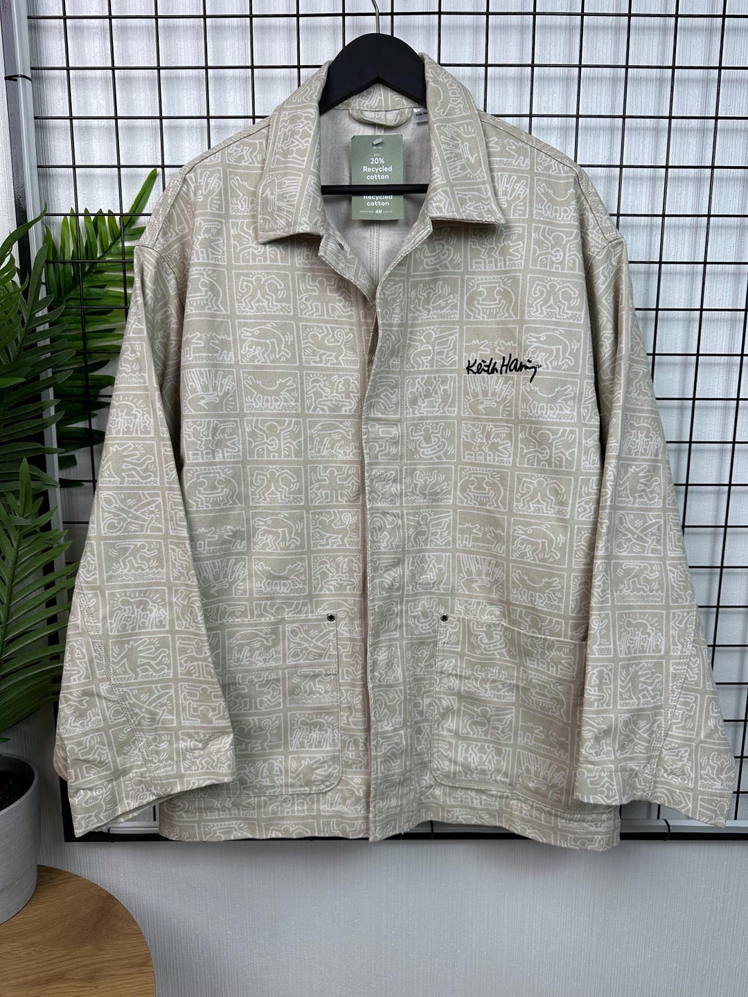 Keith Haring X H&M White Baggy Harrington Denim Jacket L Men - Etsy