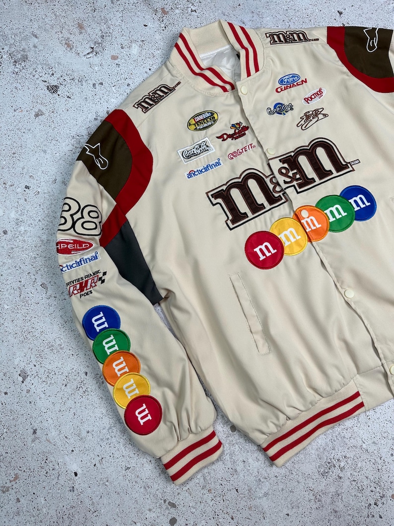 M&m's Racing Jacket Nascar Y2K F1 Moto Bomber Men White L - Etsy