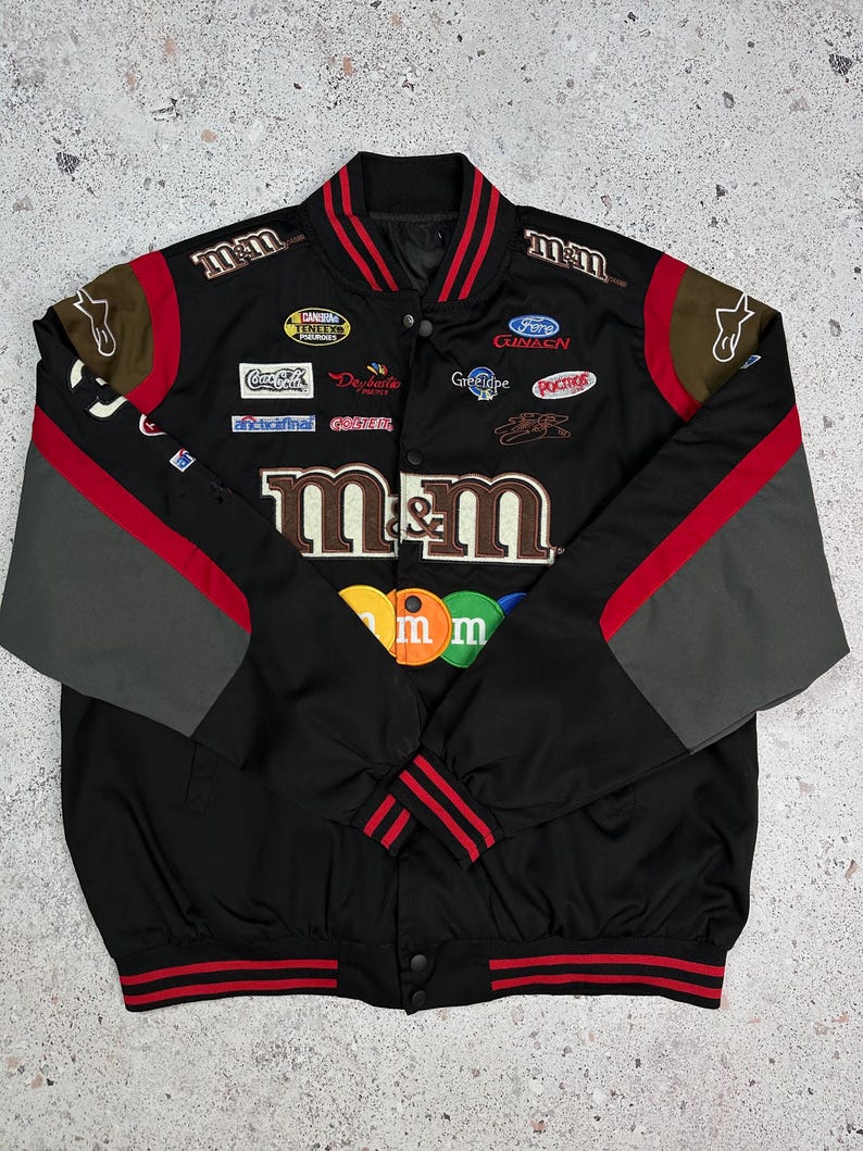 M&m's Racing Jacket Nascar Y2K F1 Moto Bomber Men Black L - Etsy
