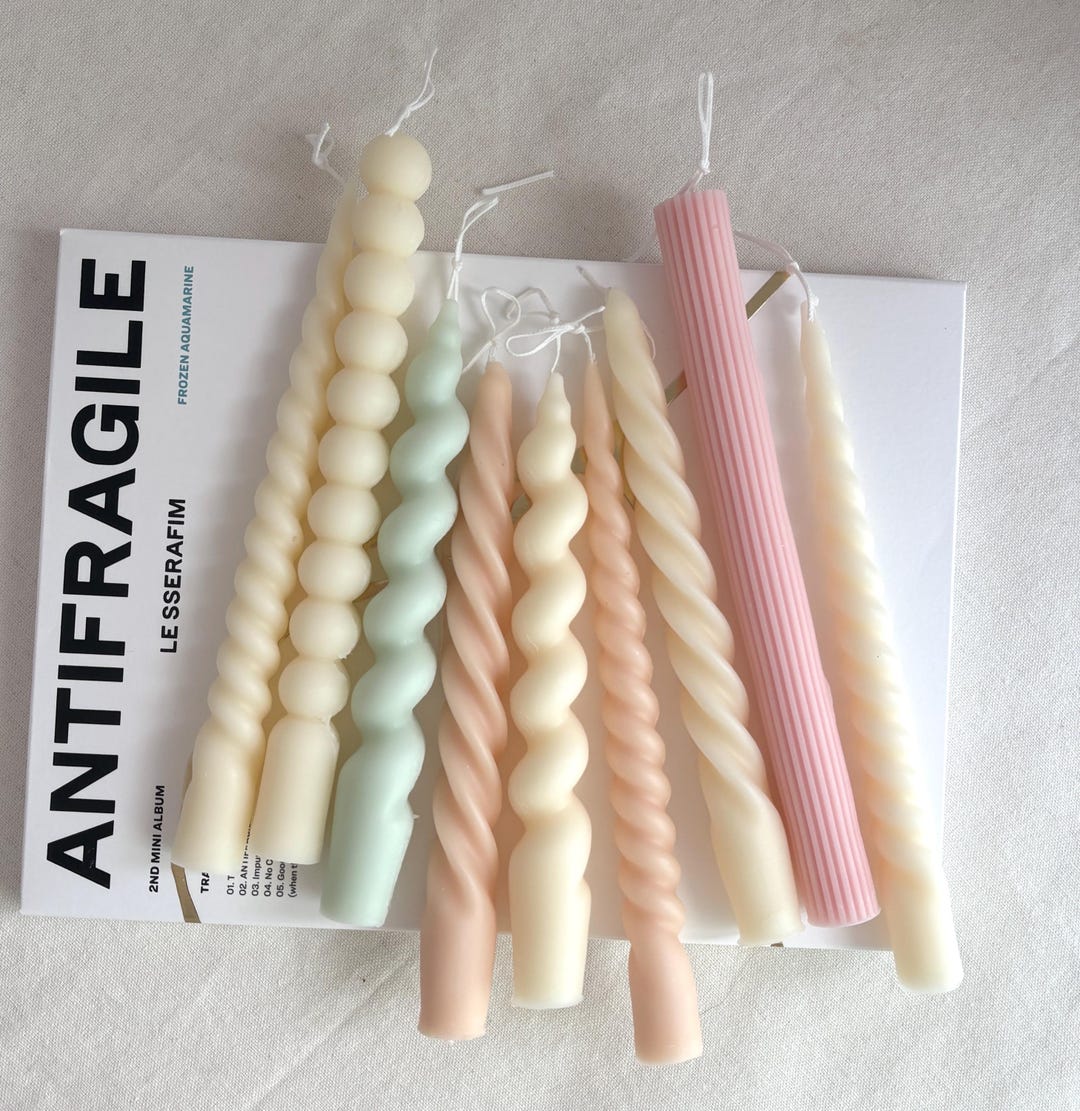 Macaron Twist Taper Candle Set - Colorful Spiral Candles for Home Decor ...