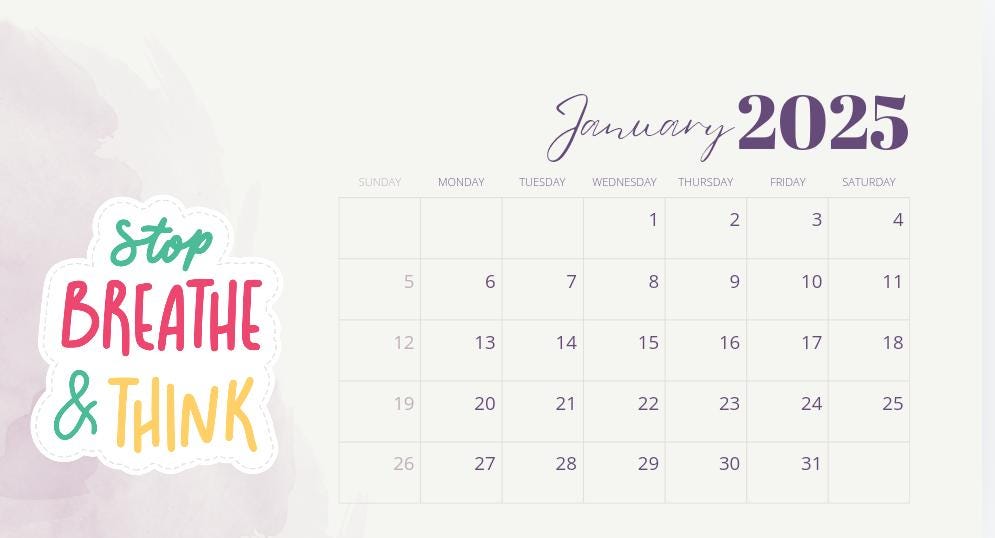 2025 Positive Affirmation Digital Calendar Printable Daily Motivational ...