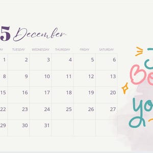 2025 Positive Affirmation Digital Calendar Printable Daily Motivational ...