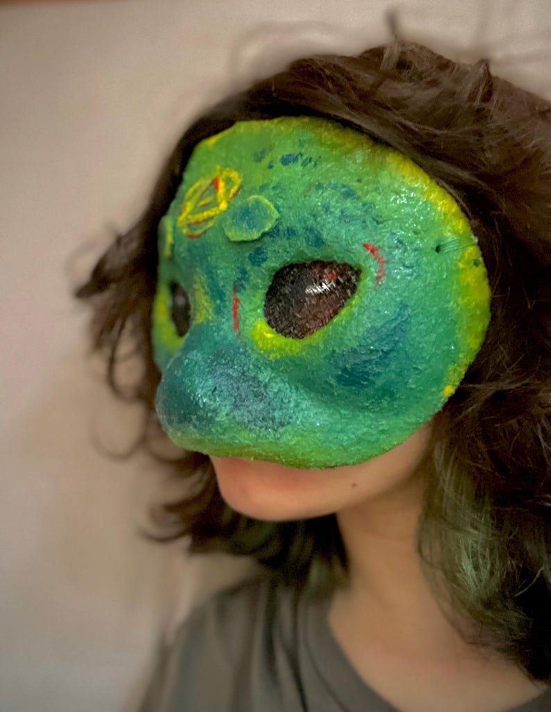 Emmet - Green Cosplay Mask - Therian, Snake, Mystical, Animal Mask ...