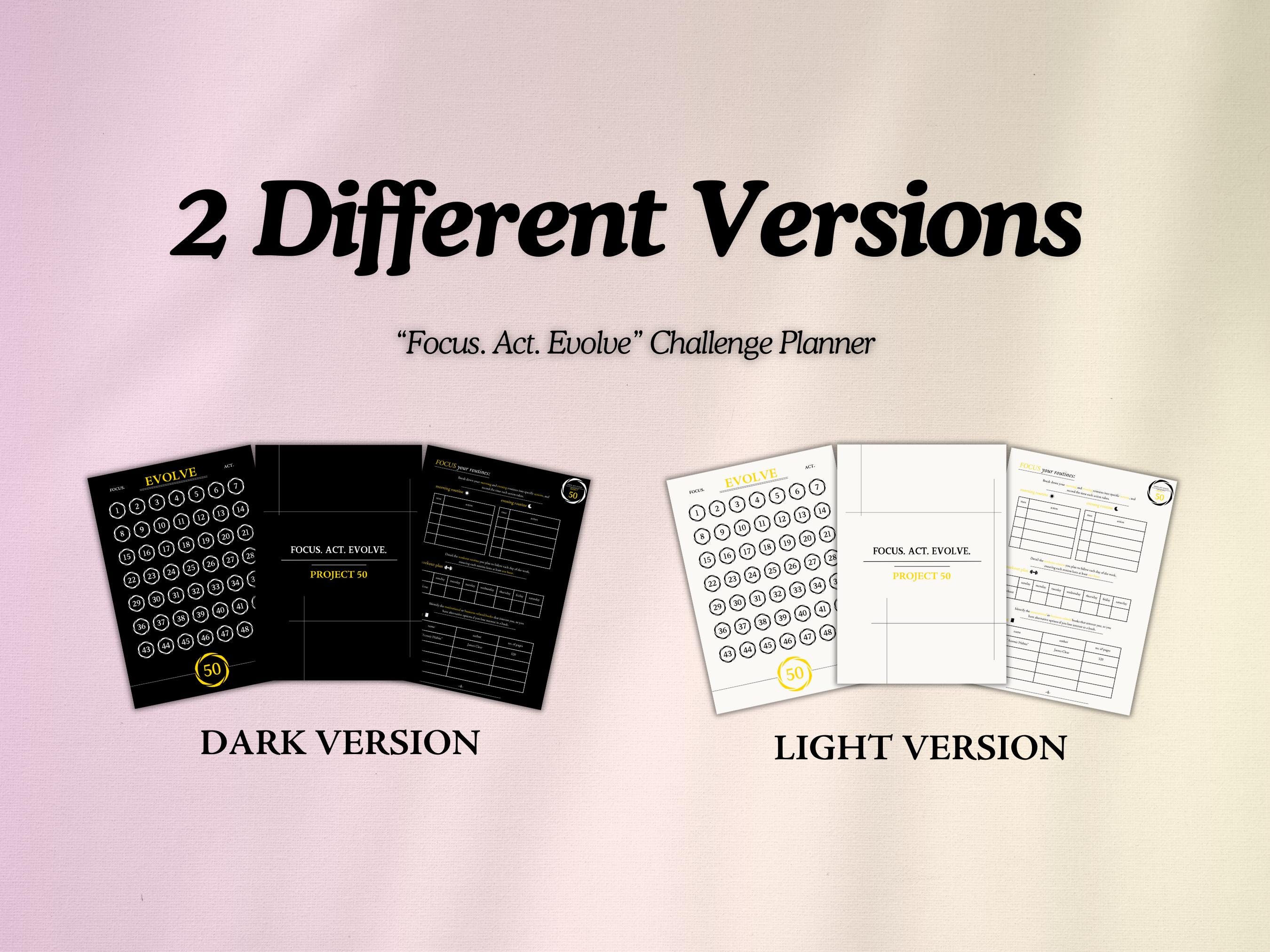 Project 50 Challenge Planner & Wallpaper Bundle Minimalistic Digital ...