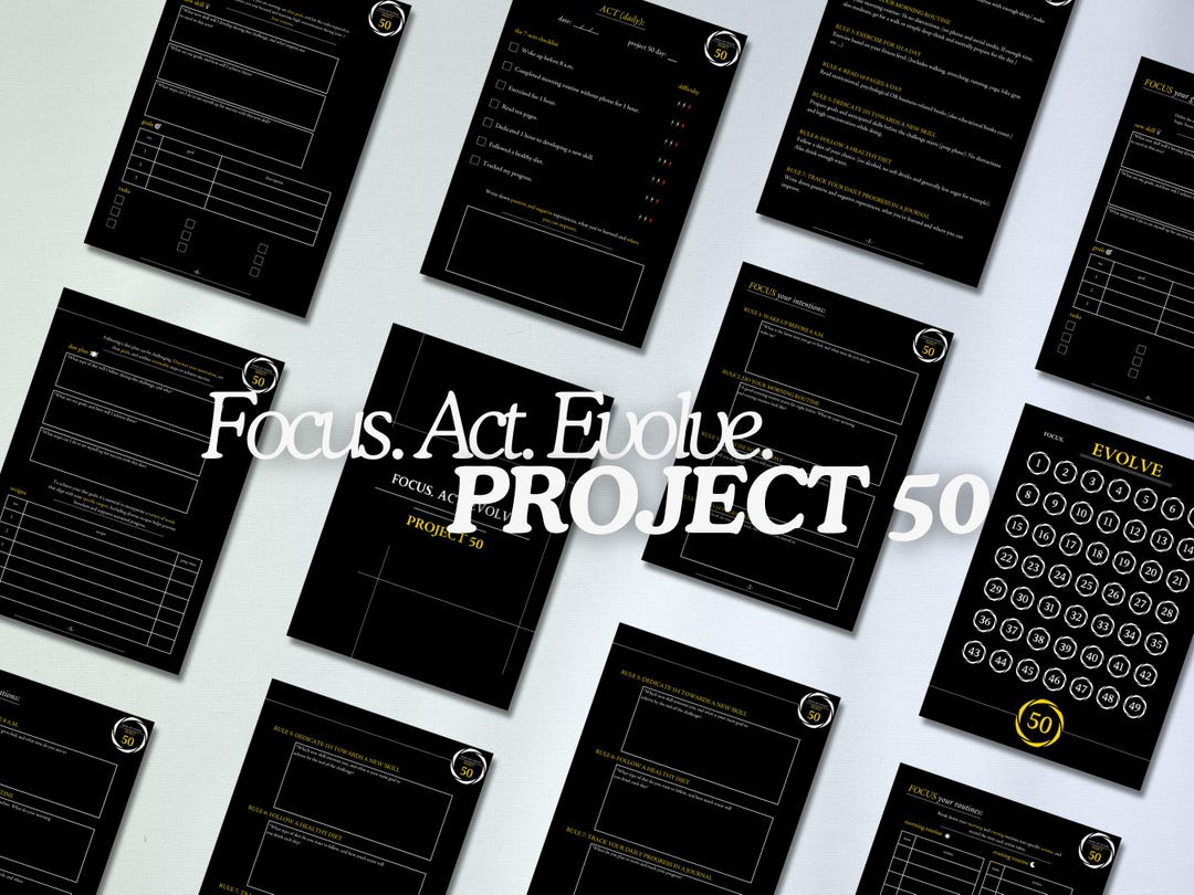 Project 50 Challenge Planner | Minimalistic Design for Productivity and ...