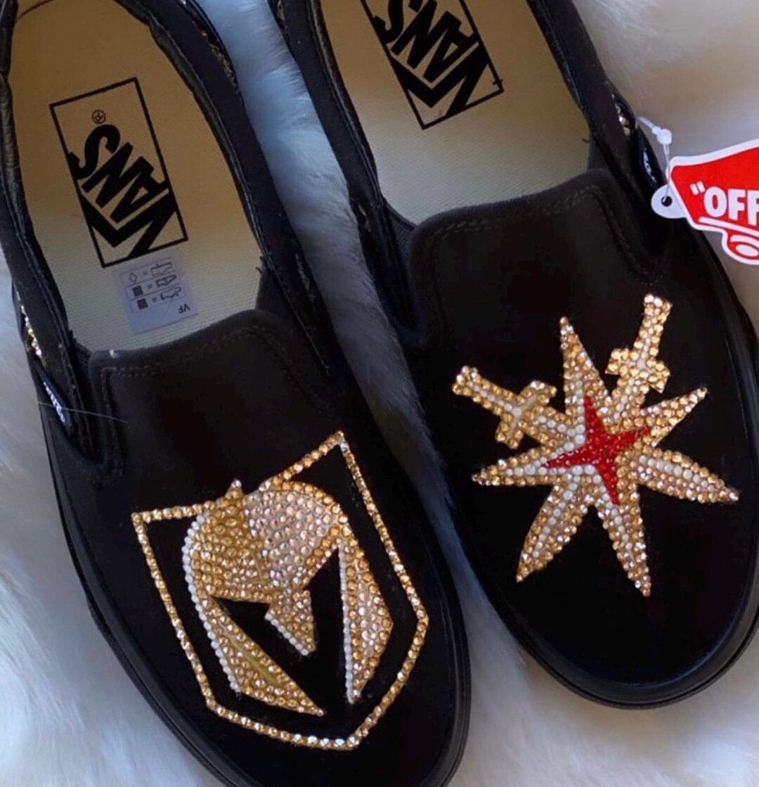Vegas Golden Knights Crystal Black Vans Slip On - Etsy