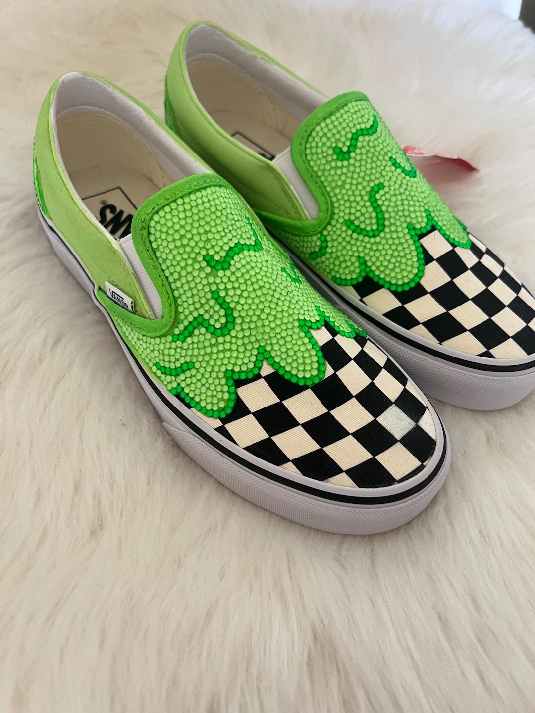 Halloween Slime Vans Checkerboard Classic Slip-ons - Etsy