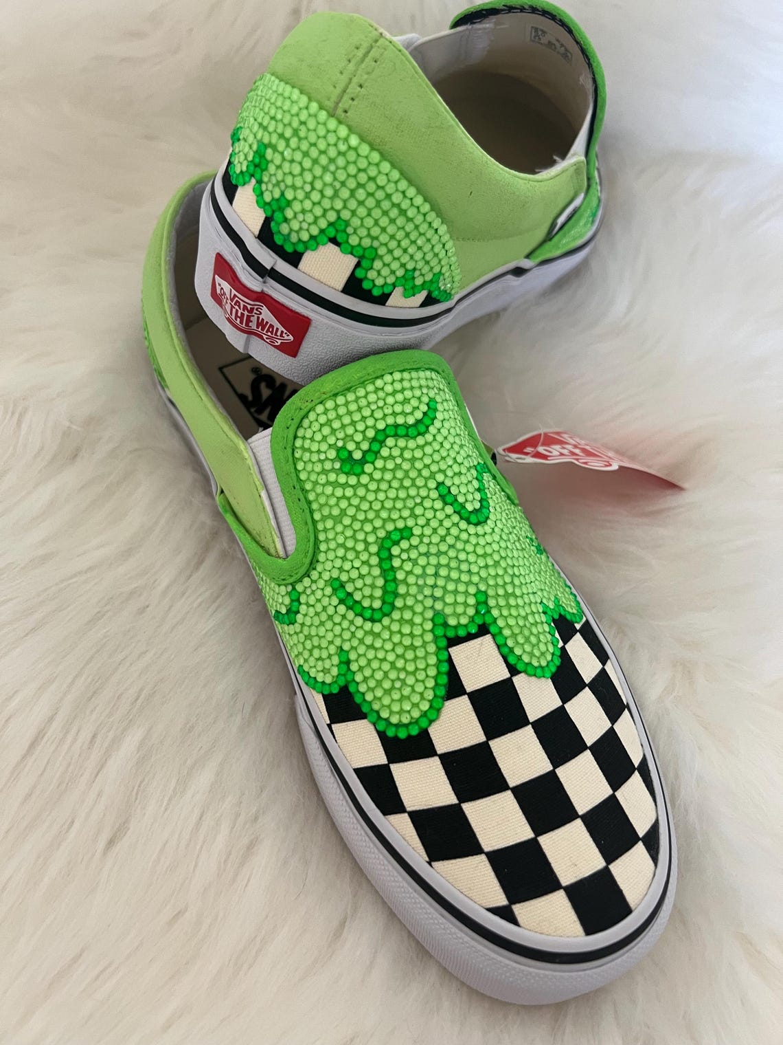 Halloween Slime Vans Checkerboard Classic Slip-ons - Etsy