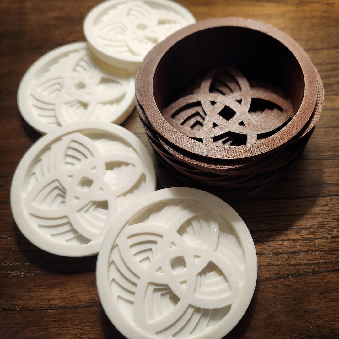 3d-printed Geometric Coaster Set Printed in Rosewood Wood PLA and White ...