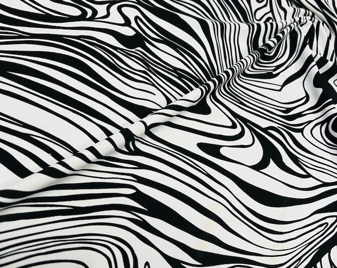 4-way Full Stretch Print Nylon Spandex Fabric I White Marble With Black ...