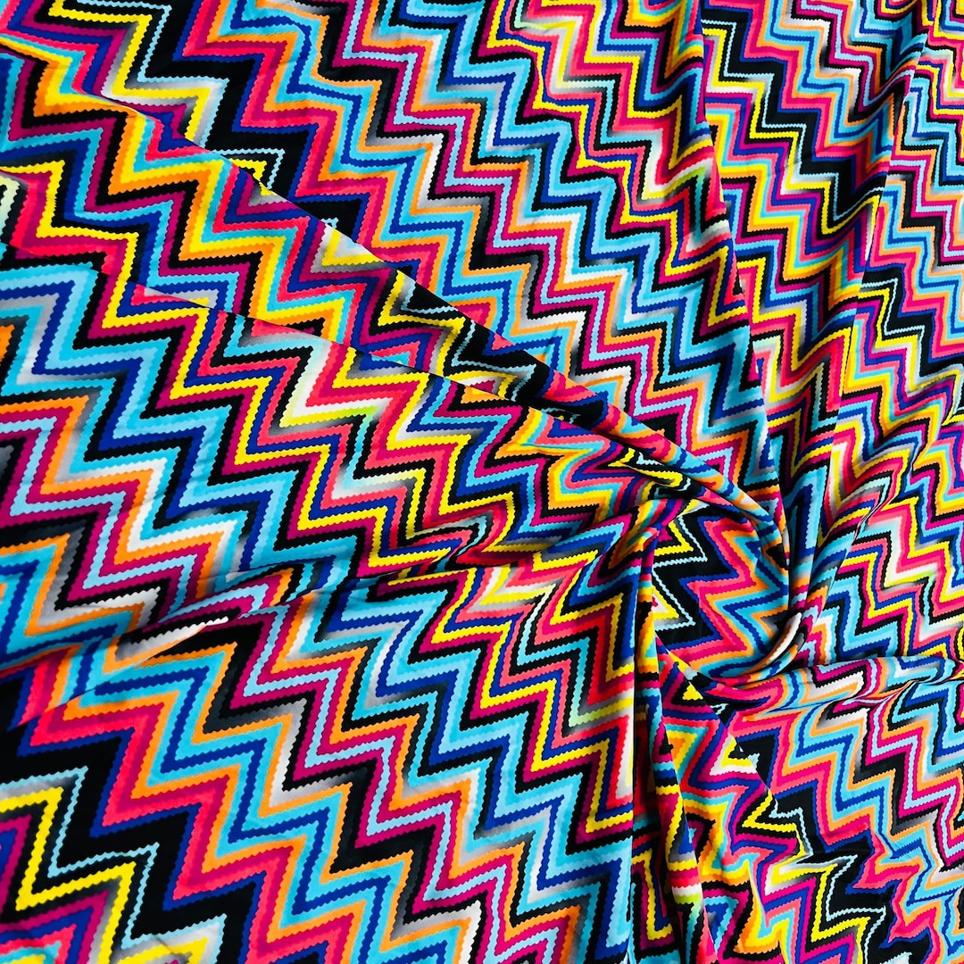 Zig Zag Multicolor Print I 4-way Stretch Print Nylon Spandex Fabric I ...