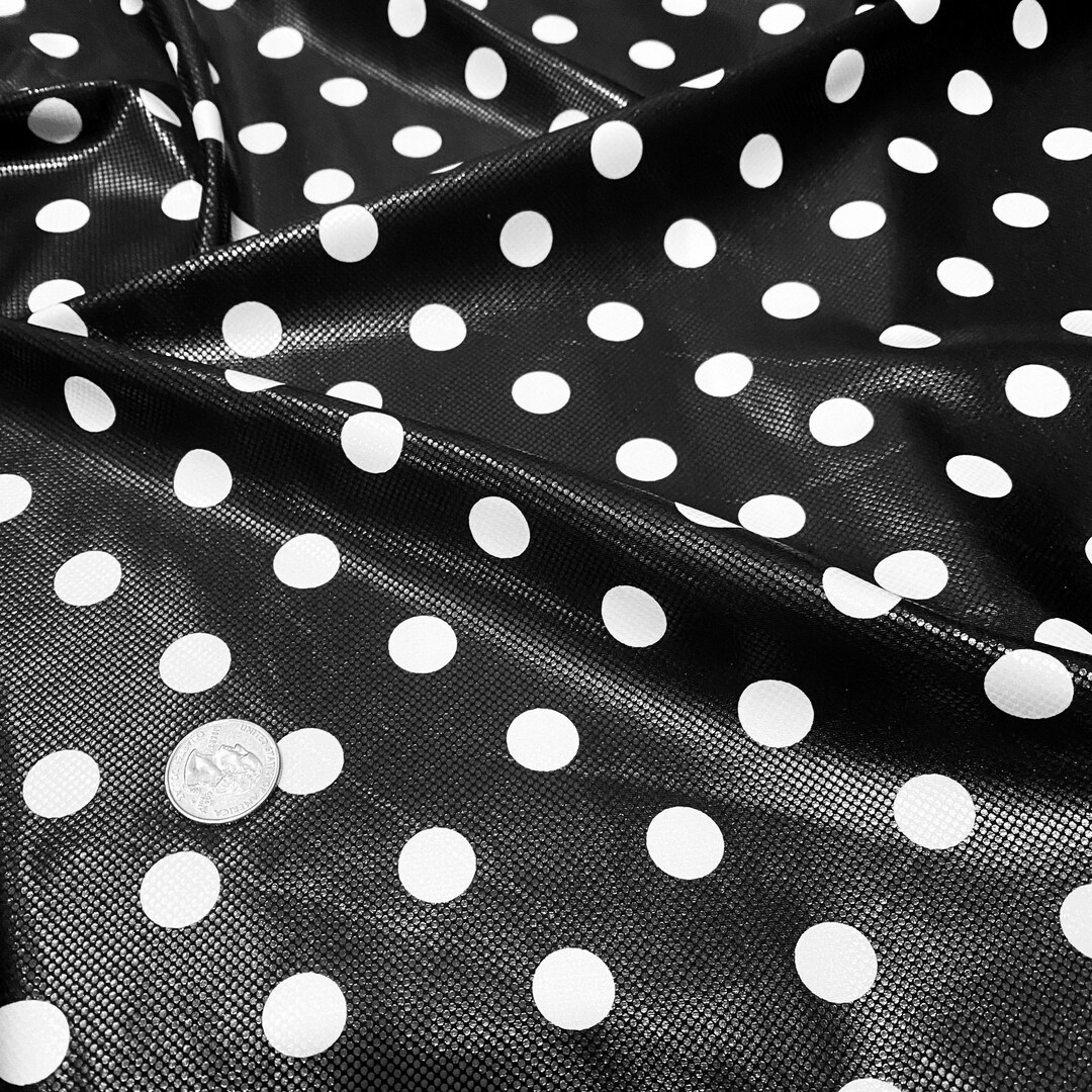 Black & White Polka Dots Metallic Print 4-way Stretch Spandex Fabric 60 ...