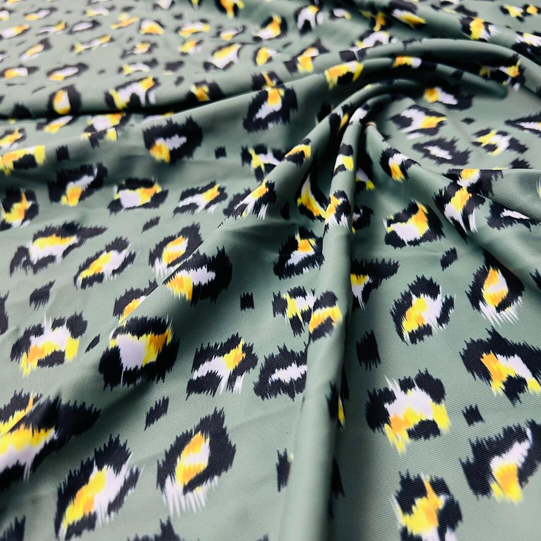 Animal Print Leopard Gray Background Print Spandex 4-way Stretch Fabric ...