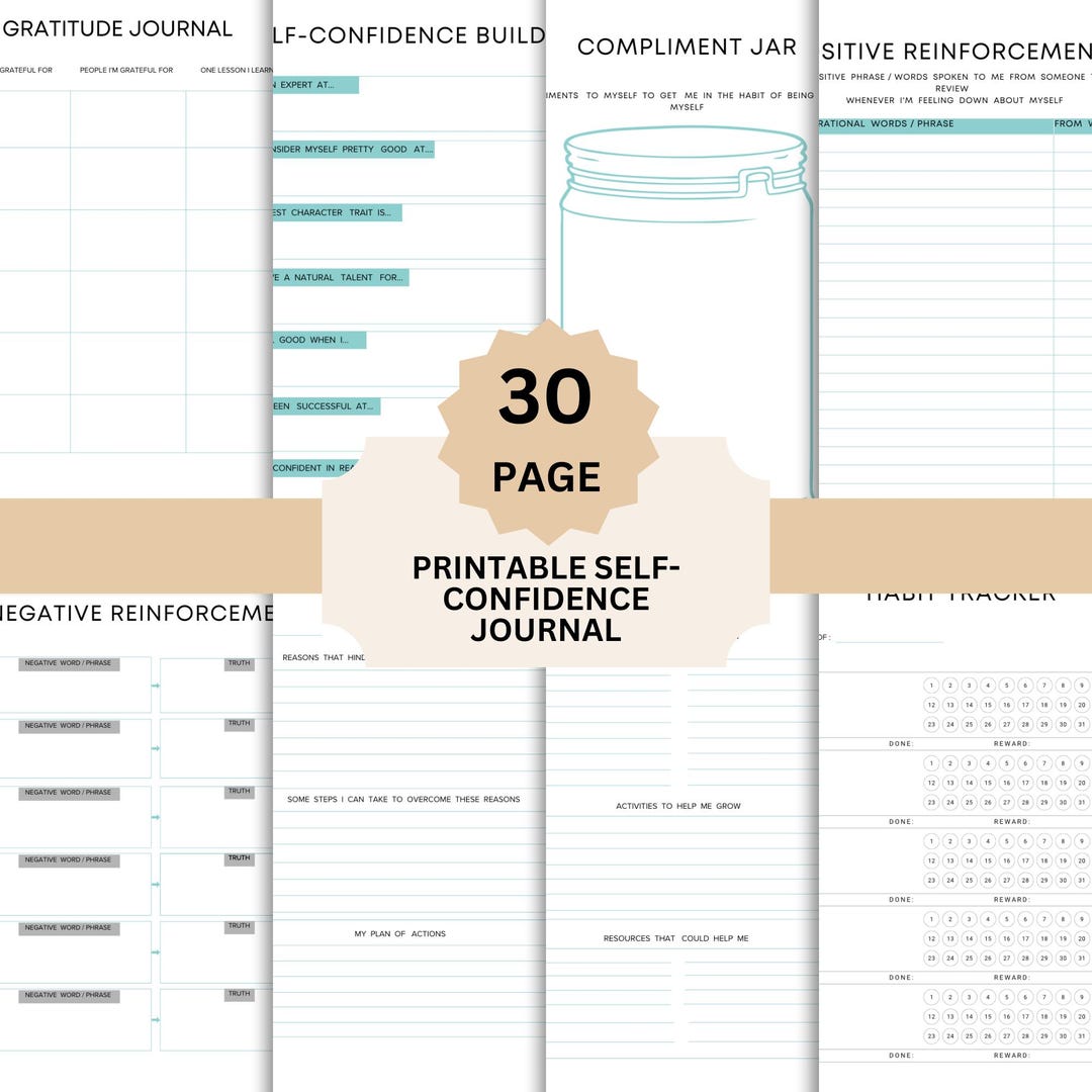 Printable Self-confidence Journal: Positivity, Manifestation, Gratitude ...