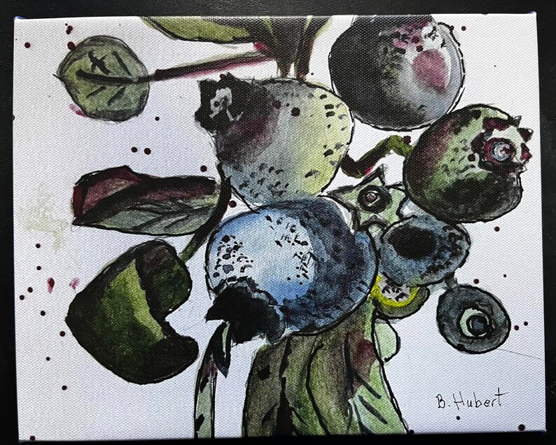 Blueberry Patch Canvas Blueberry Lovers Nature's - Etsy