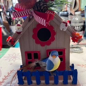 Retro Santa Decorative Birdhouse Decoupaged| Home Decorative Birdhouse ...