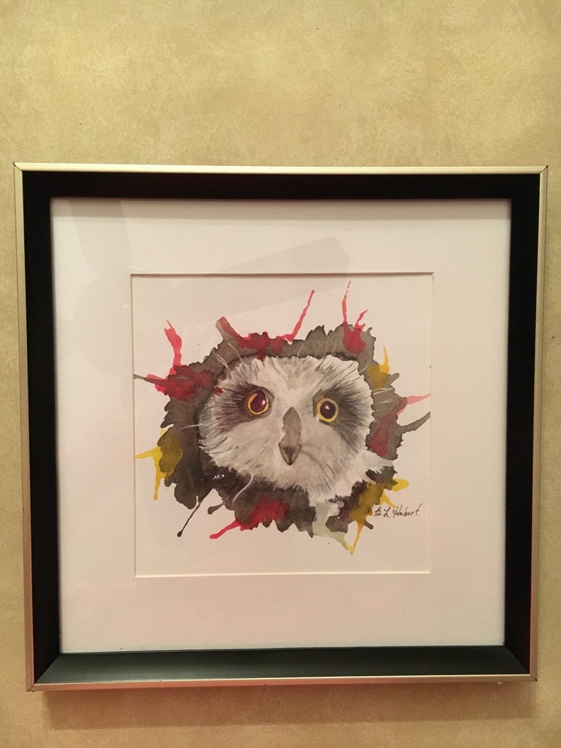 Owlish , a Print of My Original Watercolor Painting, 9"x 10", Featuring ...