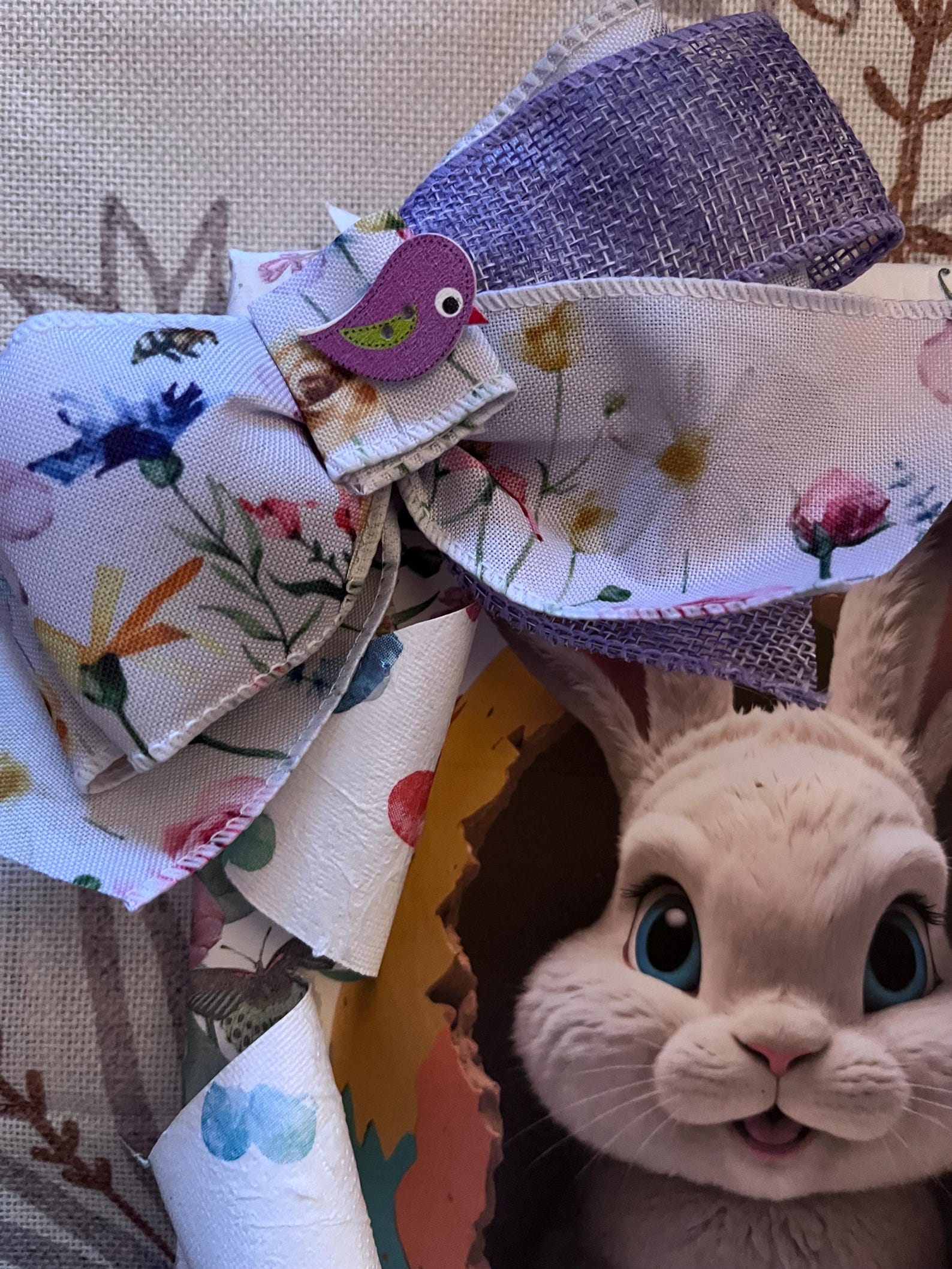 Shabby Chic Easter Bunny, Easter Decor, Bunny Figurine, Busting Out ...