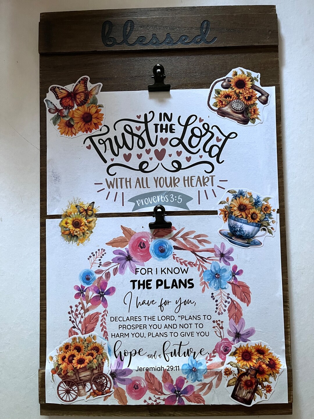 Christian Bible Verse Wall Hanging With Two Clips for Bible Verses ...