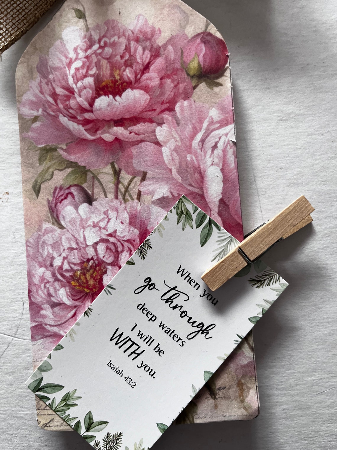 Lovely Peony Decoupage Paddle Shape Wall Hanging| 9.5” Long| 3” Wide ...