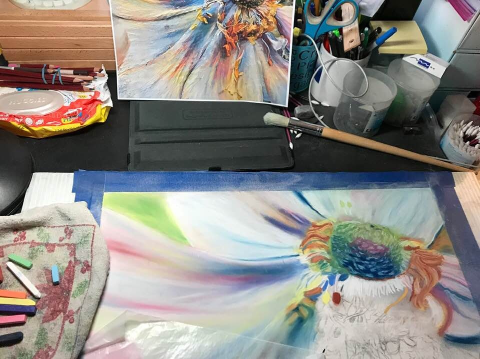 Red Fox and Cub, a 9 X 12' Original Pastel Painting, Featuring a Female ...