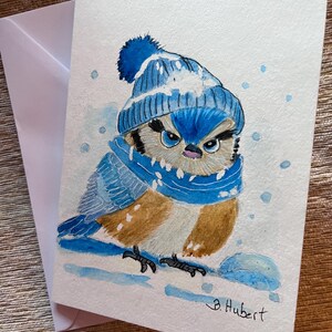 Grumpy Bluebird Original Watercolor Christmas Notecards With Envelope ...