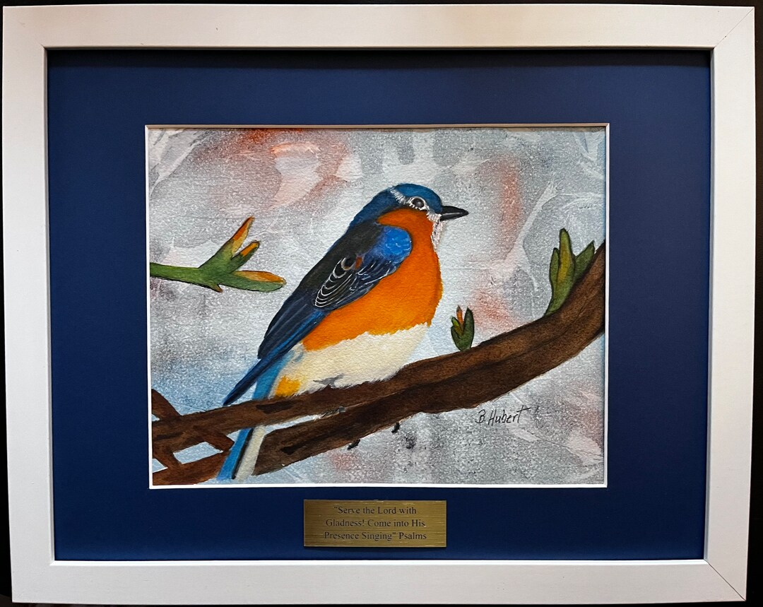 Bluebird Song, Original Watercolor Bluebird Painting, Framed, With or ...