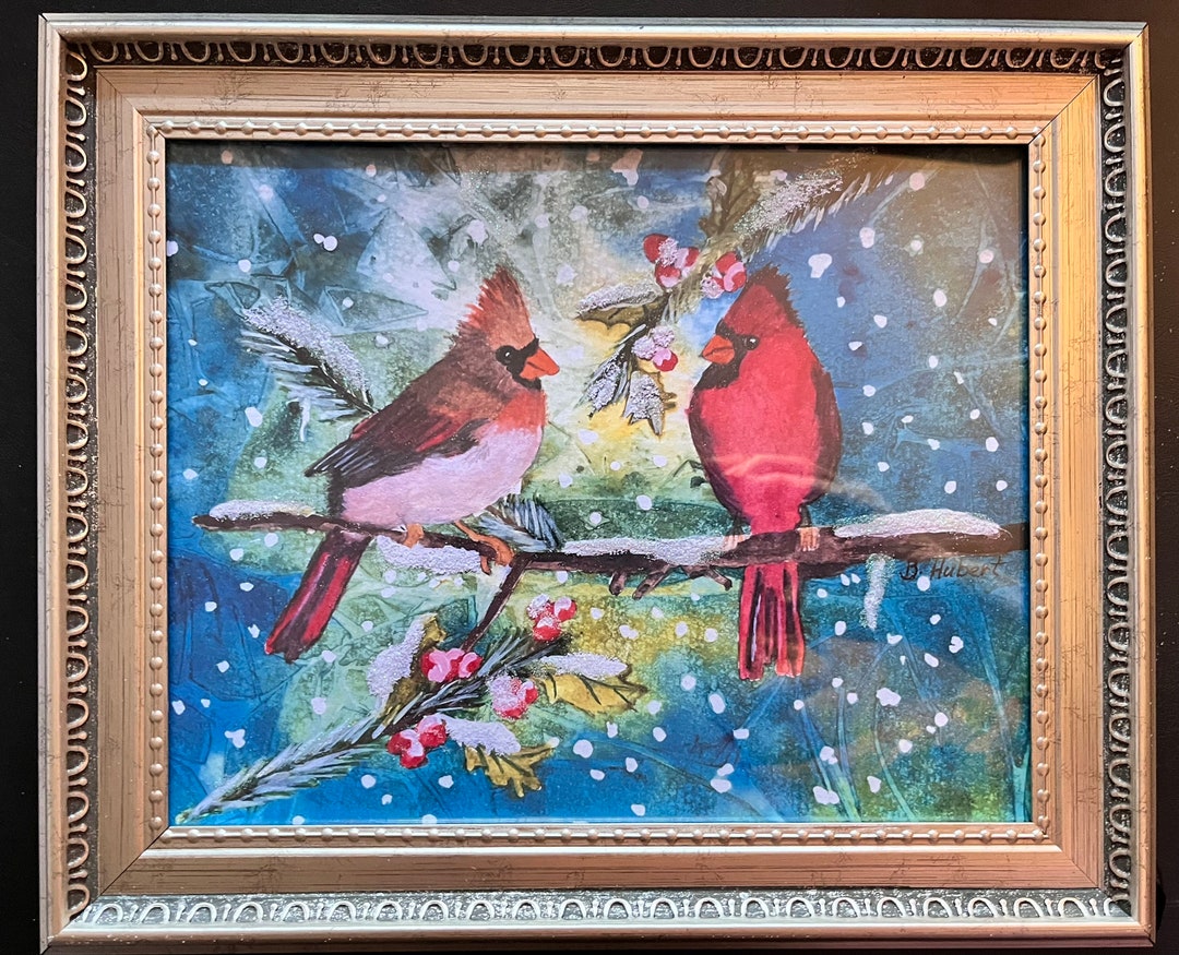 Winter Splendor Cardinals Framed Print, Pair of Winter Ohio Cardinals ...