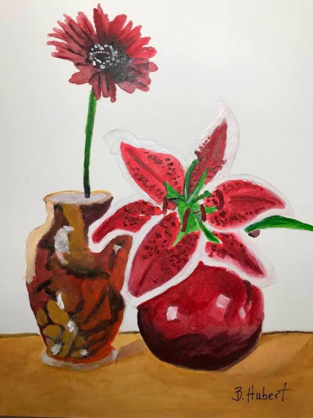 Pretty in Pink, Original Still Life Acrylic Painting With a Lily in a ...