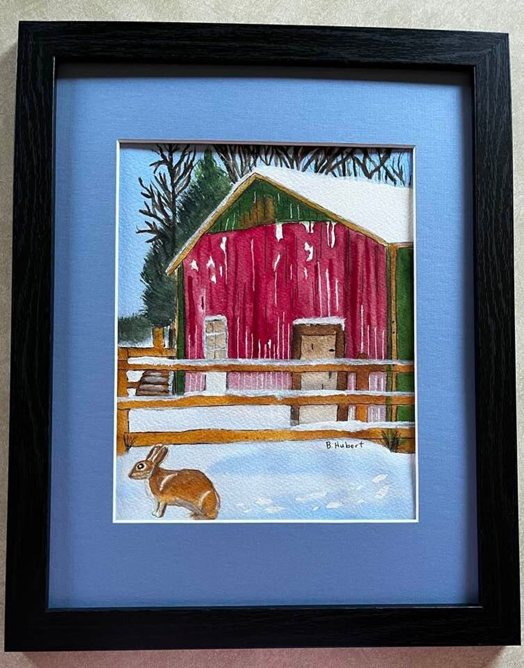 Rustic Winter Canadian Barn Original Painting, Colorful Rustic Winter ...