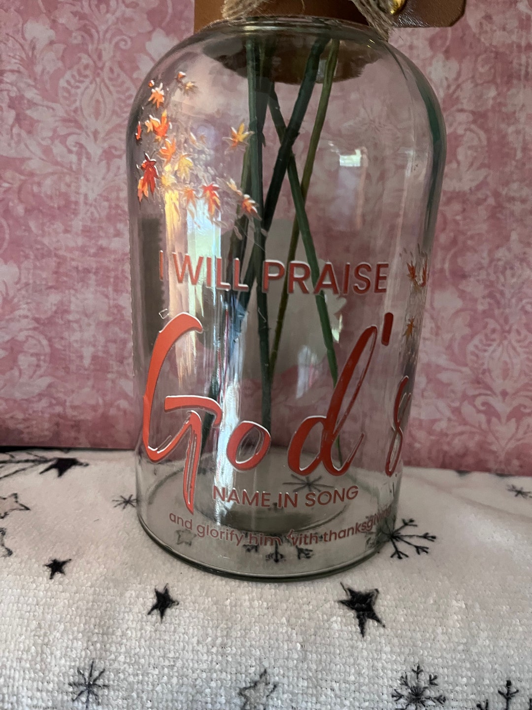 Lovely Christian Flower Vase 8” Tall, 4” Diameter, 2.5 “ Neck| Praise ...