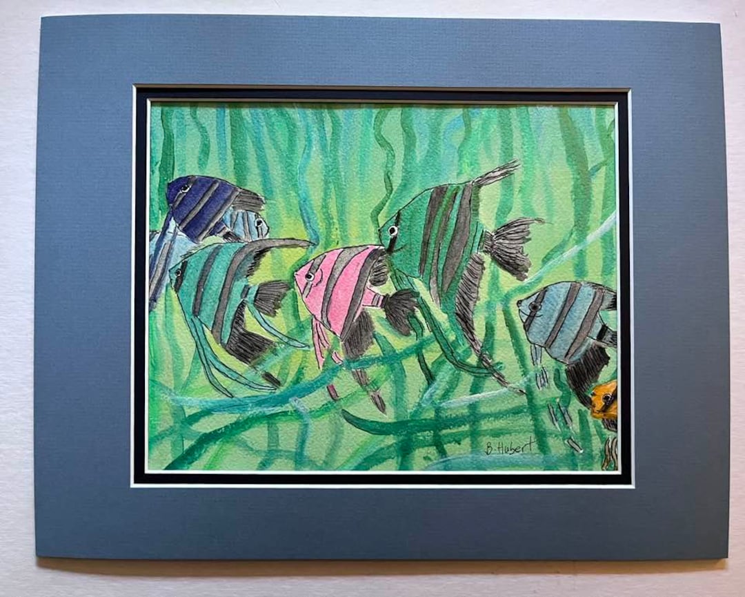 Pastel Angelfish Luminescent Painting, Colorful Angelfish Original ...