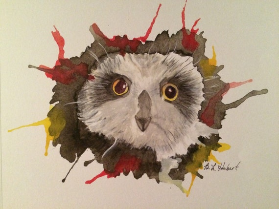 Owlish a Print of My Original Watercolor Painting 9x | Etsy