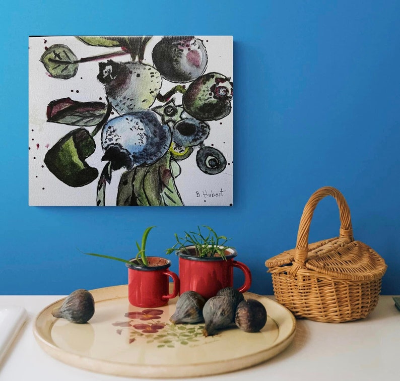 Blueberry Patch Canvas Blueberry Lovers Nature's - Etsy