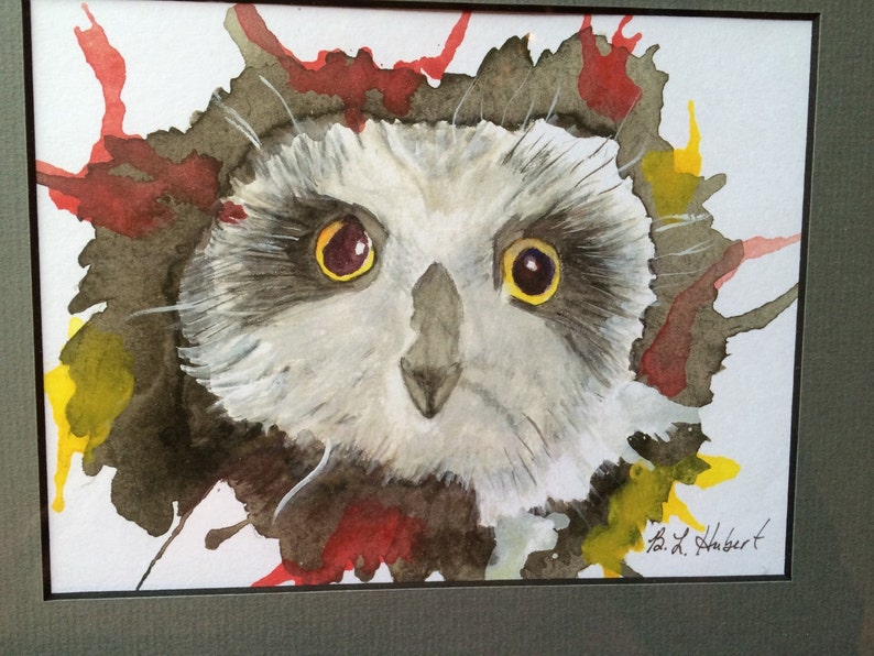 Owlish , 8 X 10 Framed and Matted Print of Owl of an Abstract Owl ...