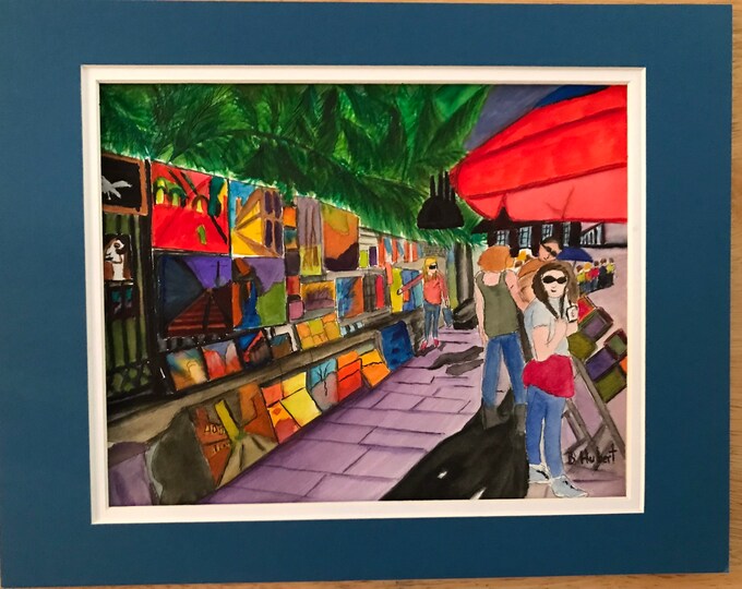 Street Art Shopping, is an Original Pen and Wash Painting of an Open ...